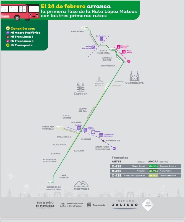 Ruta López Mateos Guadalajara 2024: destinos y cómo pagar