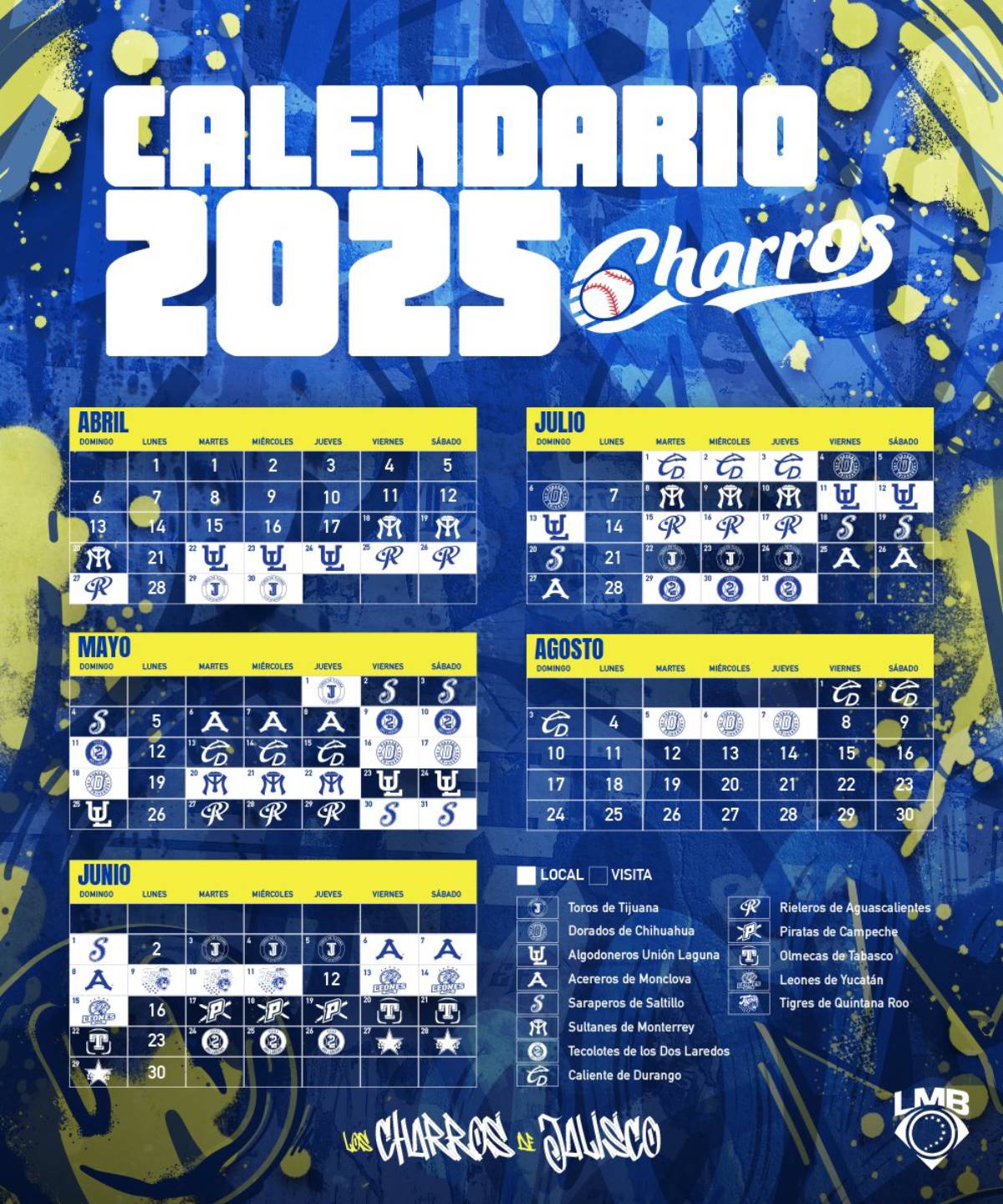 Así luce el calendario 2025 para Charros de Jalisco