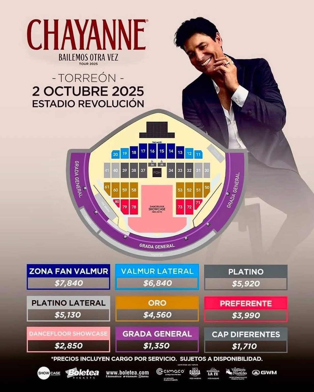 Liberan más BOLETOS para Chayanne en Torreón 2025: Zonas, precios y detalles - PLAYERS
